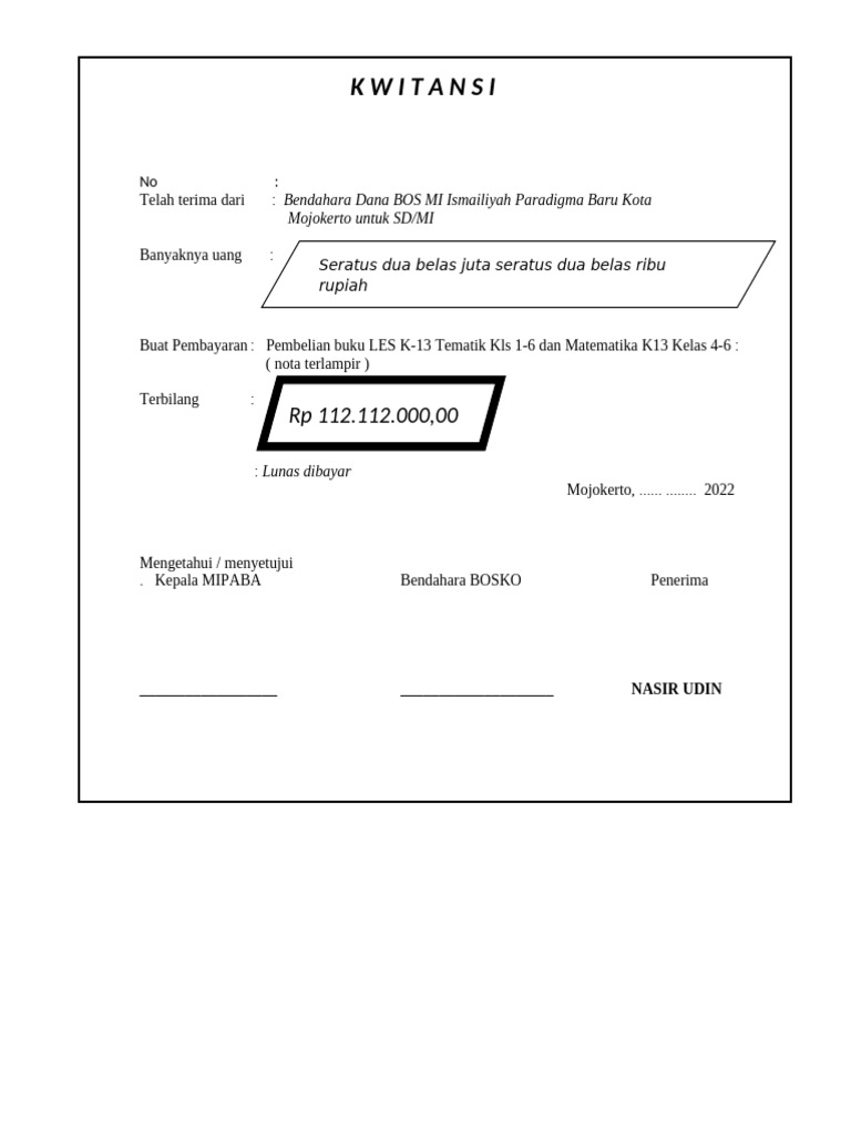 Kwitansi Lks New | PDF