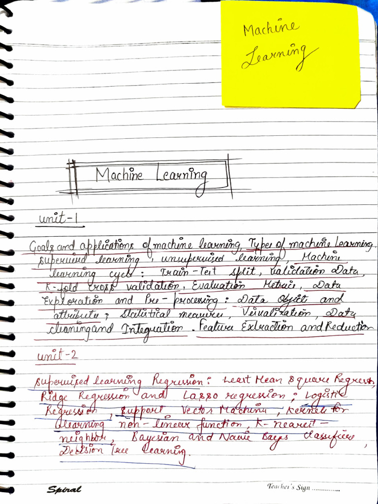 Machine Learning Unit 1 and 2 Notes | PDF