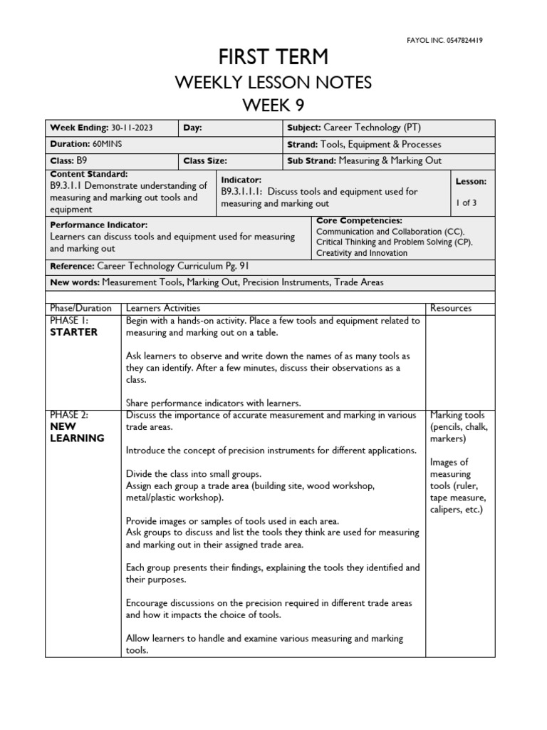 Measuring Tools in Career Technology | PDF | Tools | Art