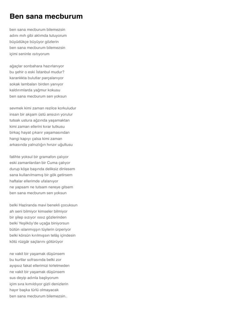 Ben Sana Mecburum | PDF