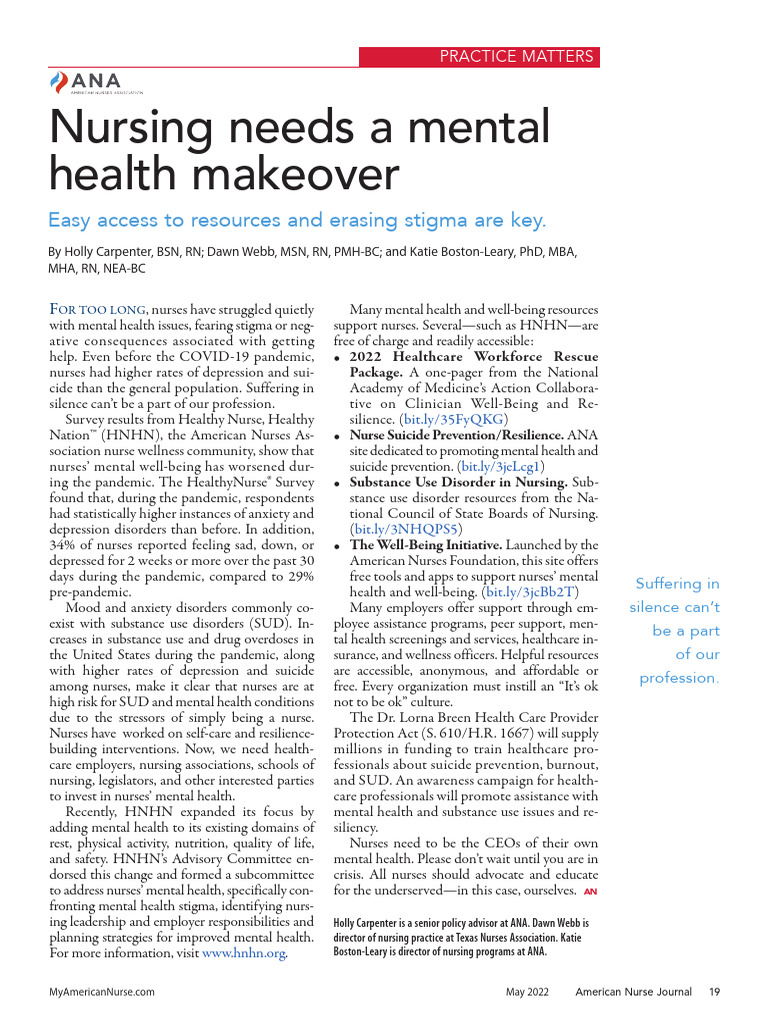 ANA Mental Health Article | PDF