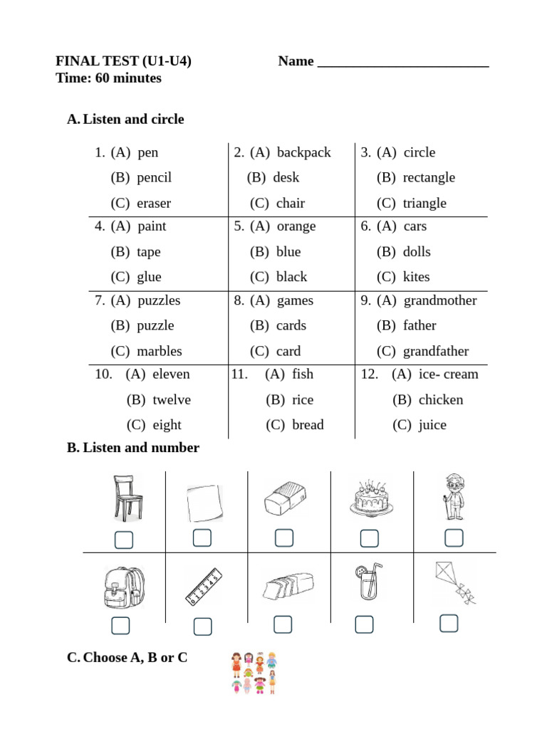 Everybody Up 1 - Final Test U1 - 4 | PDF