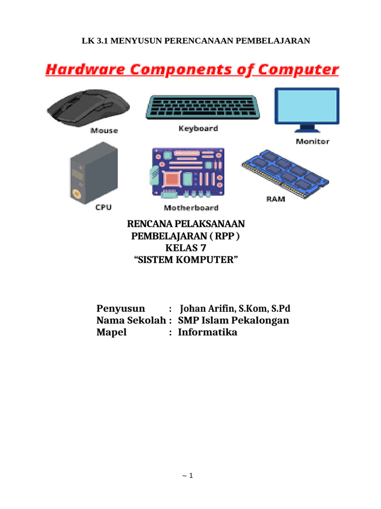 RPP Sistem Komputer KLS 7 SMSTR 1-Johan Arifin | PDF
