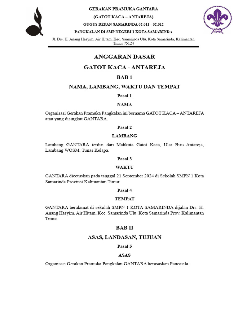 Anggaran Dasar Gantara | PDF