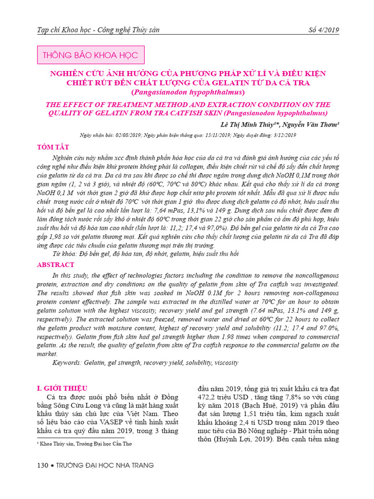 TLTK - Gelatin T Da Cá Tra | PDF