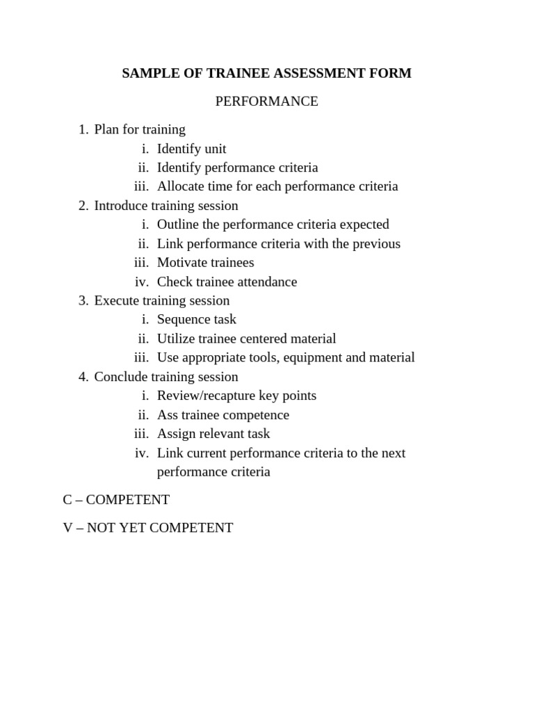 Sample of Trainee Assessment For1 | PDF