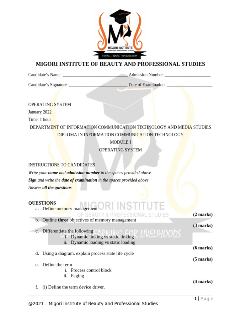 Operating System Exam | PDF