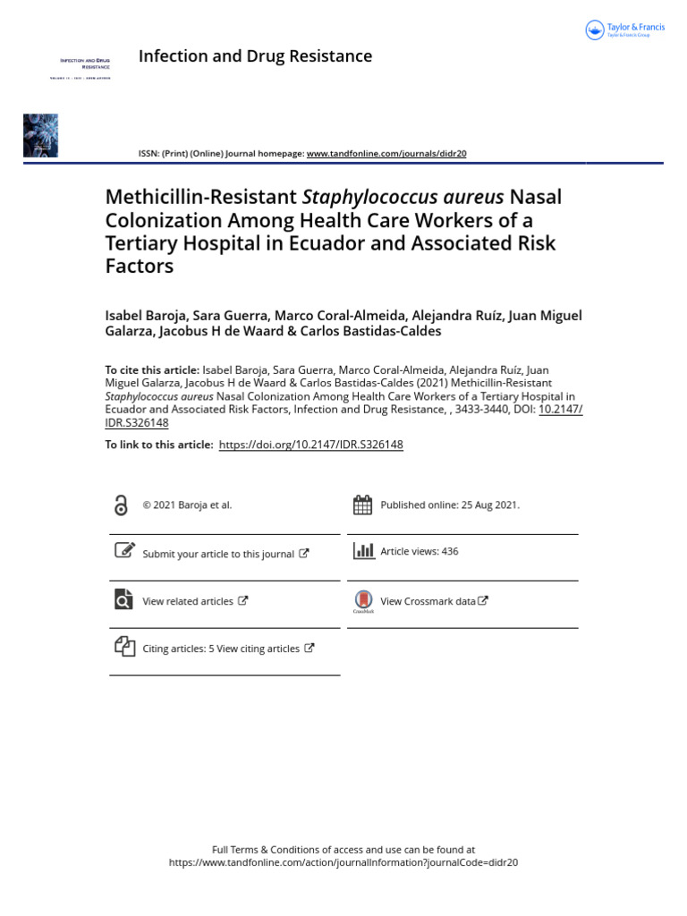 Methicillin-Resistant Nasal Colonization Among Health Care Workers of A Tertiary Hospital in ...