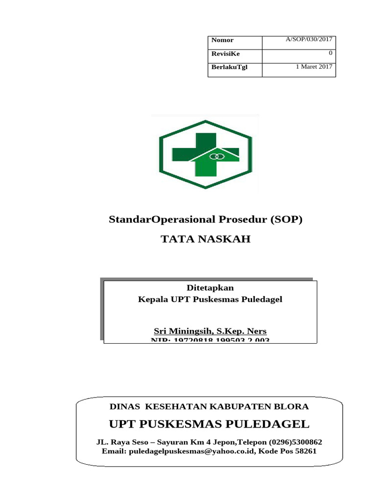 Contoh Cover SOP | PDF