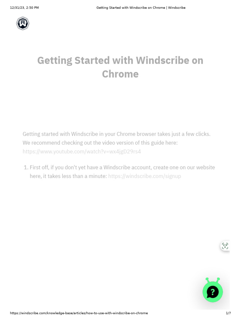 Getting Started With Windscribe On Chrome - Windscribe | PDF | Login | Computer Networking