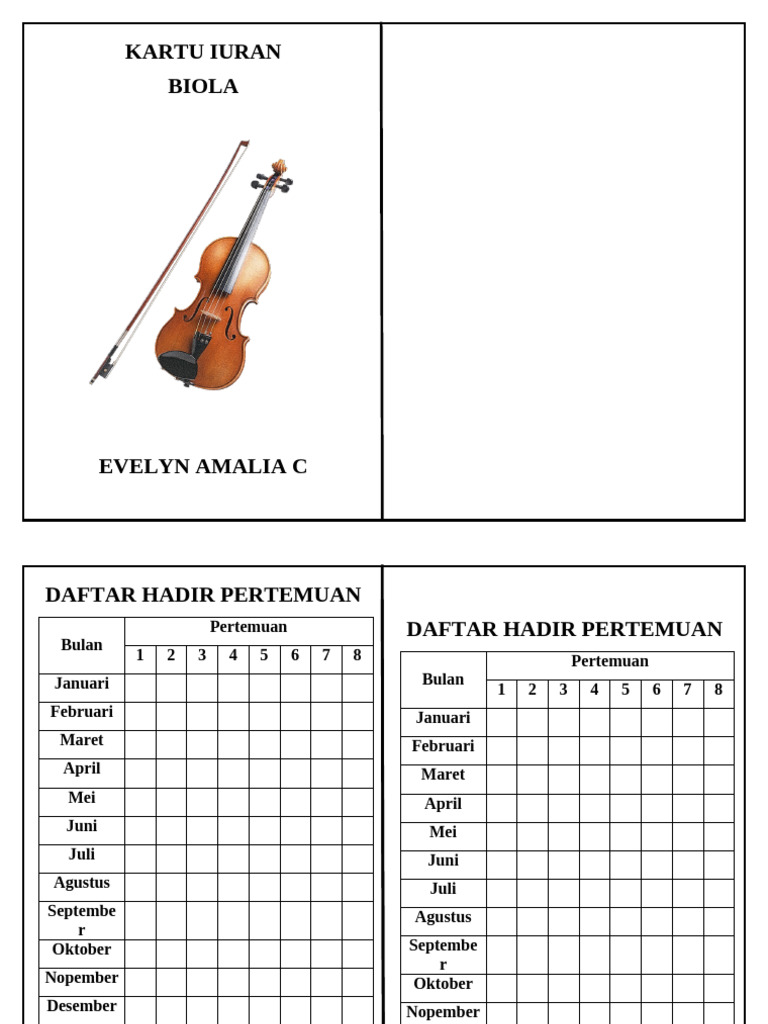 Kartu Iuran Biola | PDF