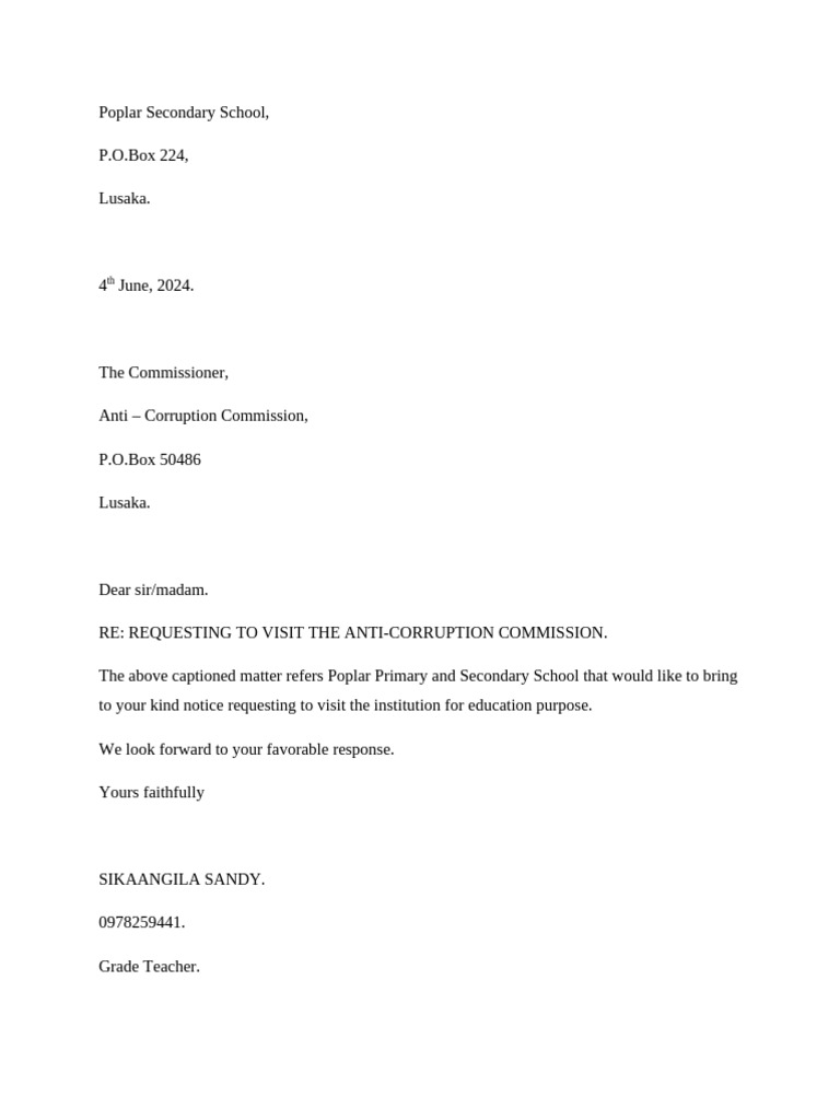 Acc Letter Poplar | PDF