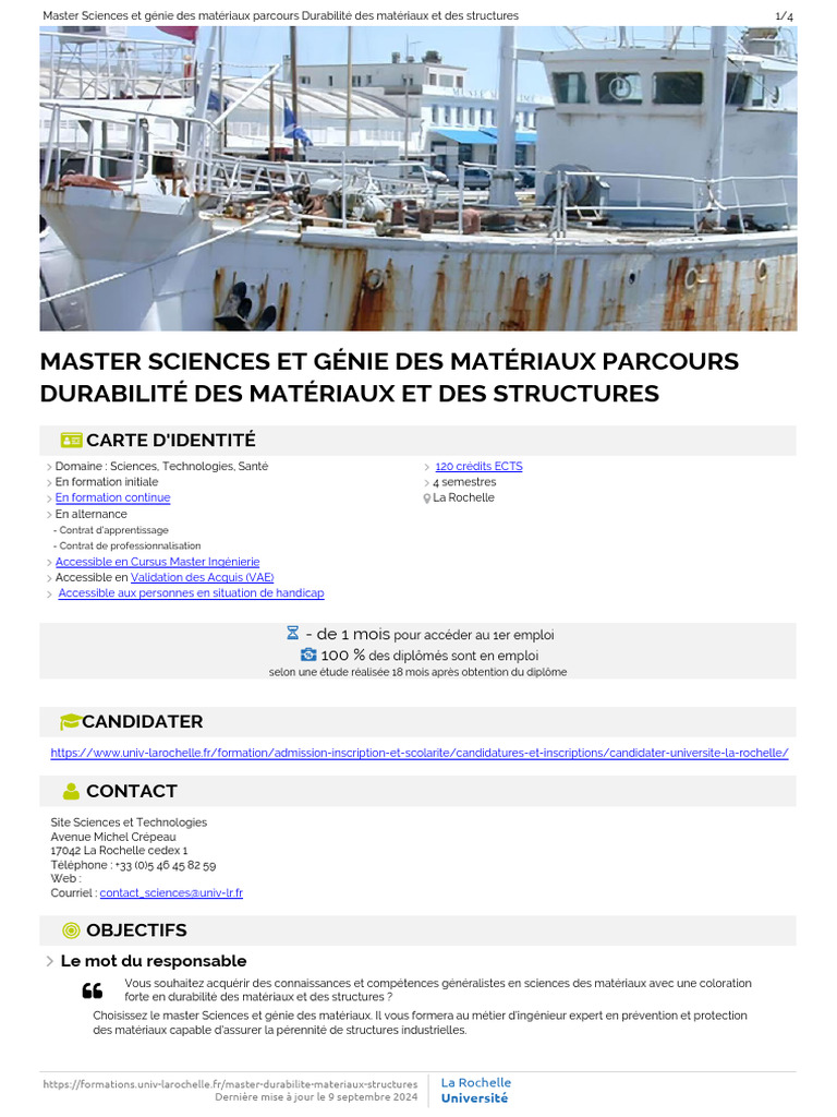 Master Durabilite Materiaux Structures Simple | PDF