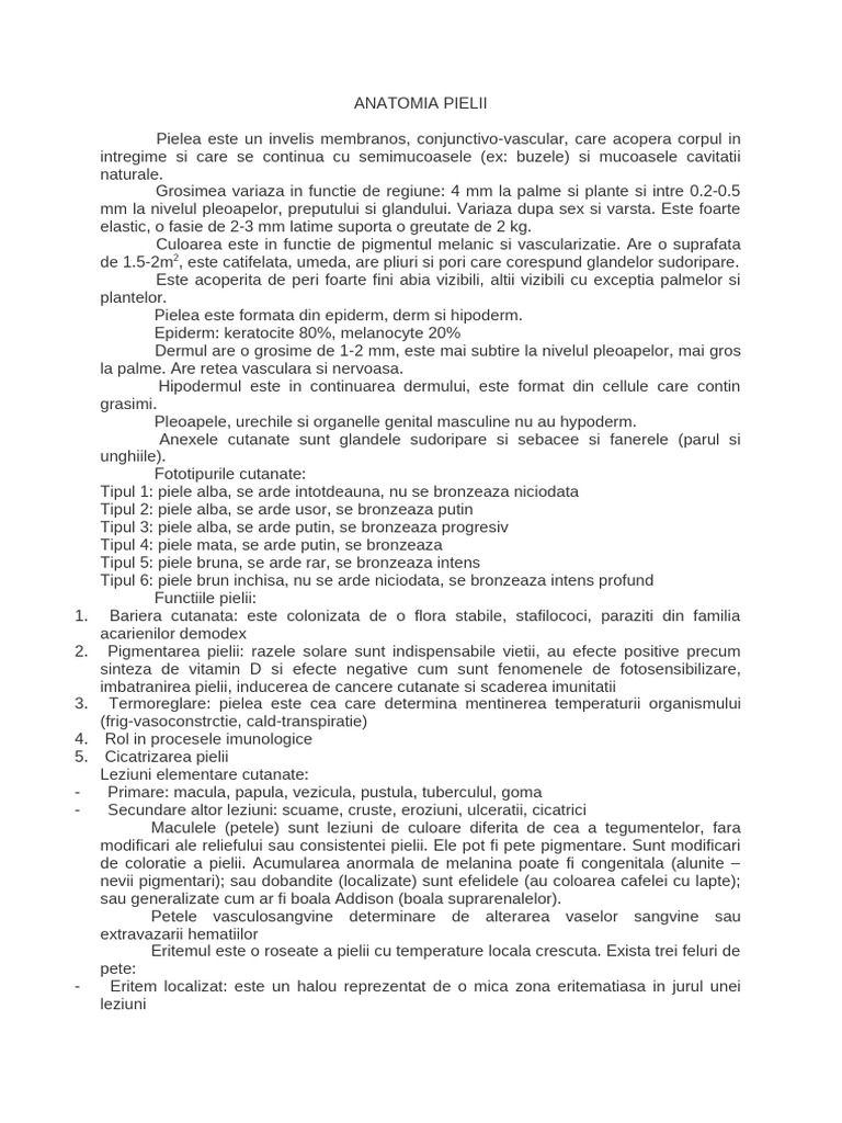 Anatomia Pielii | PDF