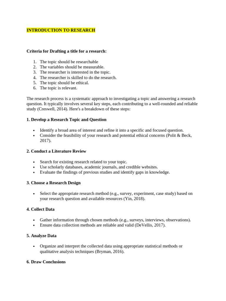 Handout 1 Introduction To Research | PDF