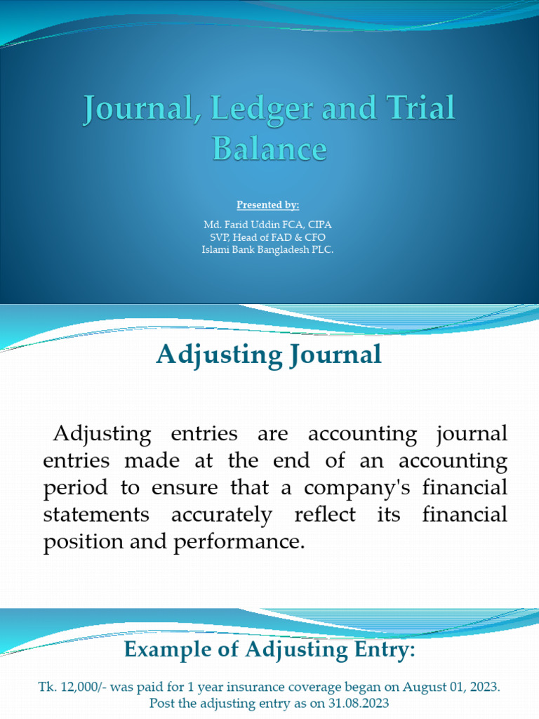 Journal, Ledger, Adjusting Entriesand Trial Balance | PDF