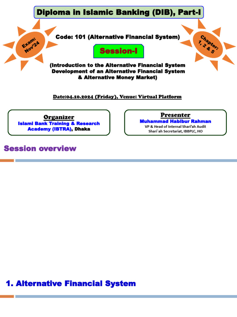 DIB Nov'24 Code 101 Session-I Alternative Financial System Final | PDF
