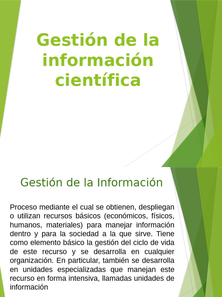 Gestión de la Información Científica | PDF | Información | Conocimiento