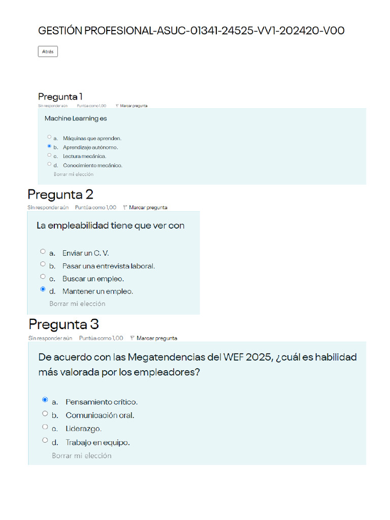 Autoevaluacion 2 Gestion Profesional | PDF