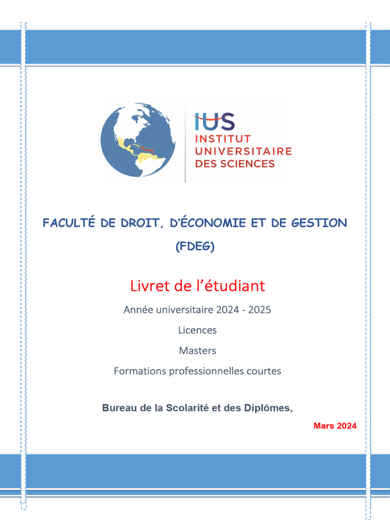 Livret Etudiants FDEG 2024-2025 | PDF