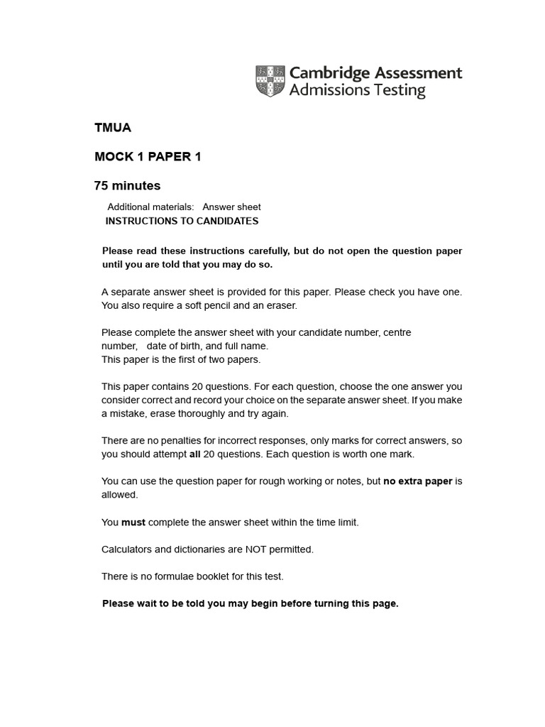 Mock - Set 1 - Paper 1 | PDF