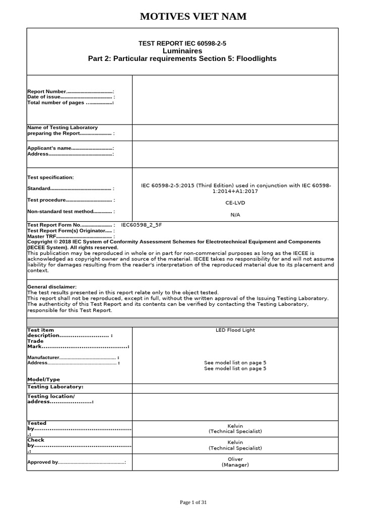Led Flood Light G CE LVD Report2 | PDF