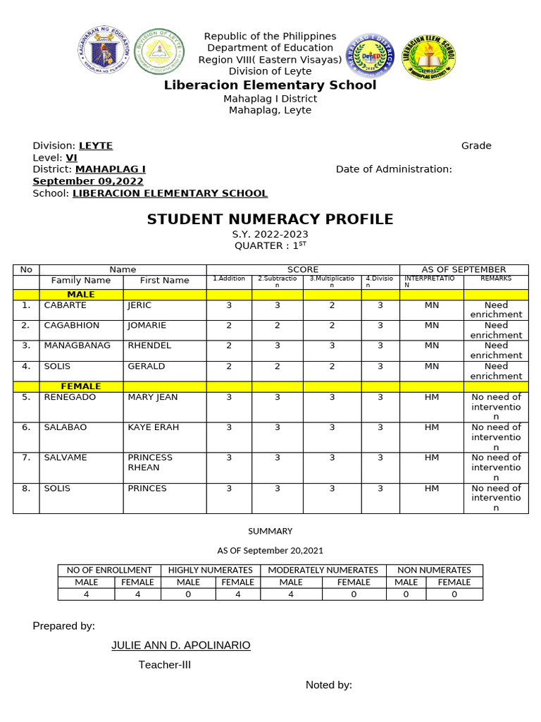 numeracy-form | PDF