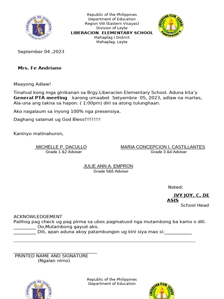 GPTA MEETING LETTER | PDF