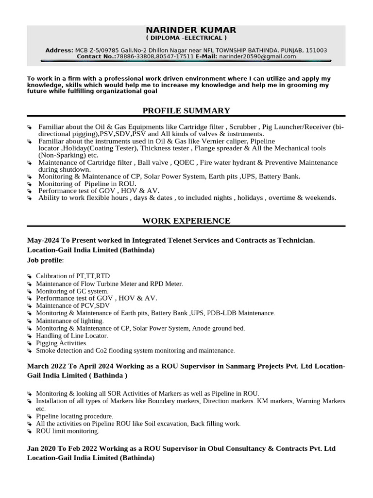 Narinder Kumar - Resume | PDF