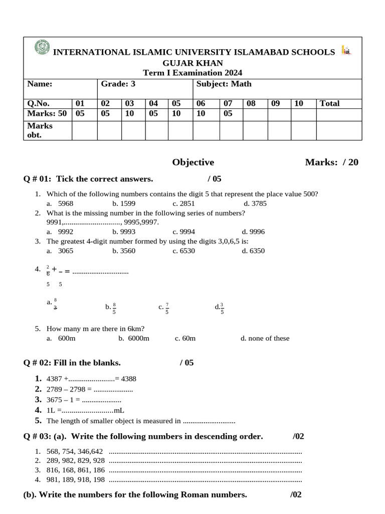Gade 3 Maths | PDF