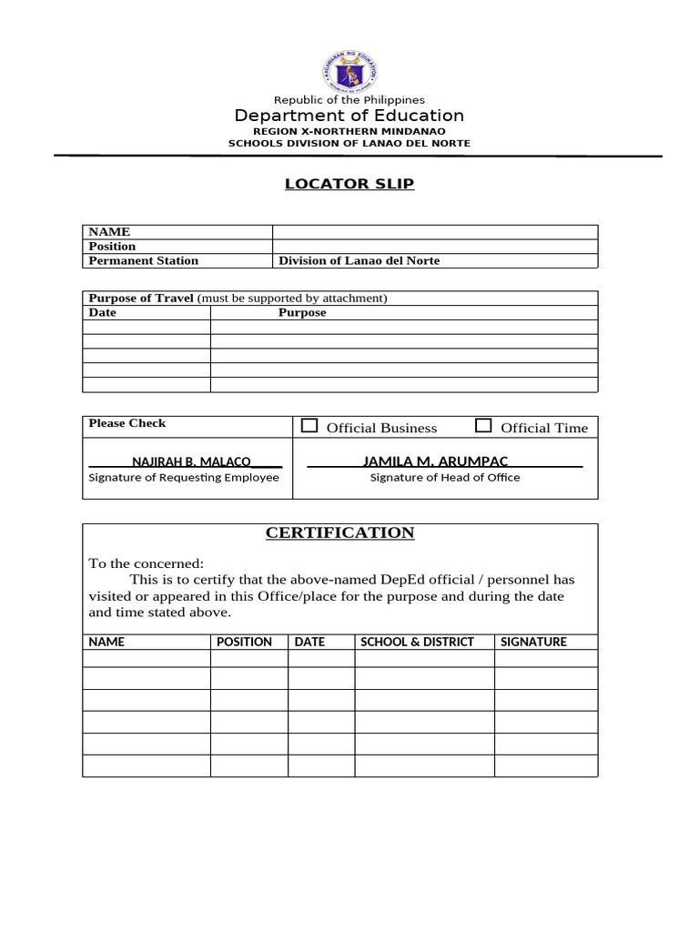 LOCATOR SLIP 2024 Editable 1 | PDF