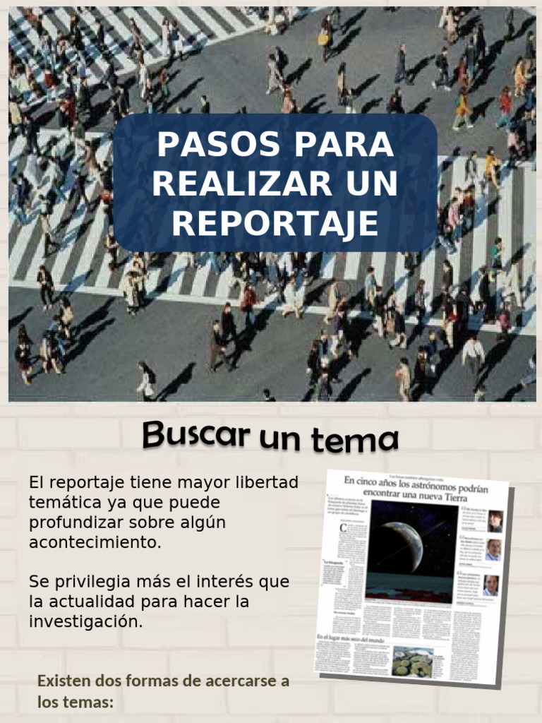 Pasos para Realizar Un Reportaje | PDF | Volcán | Finanzas y dinero