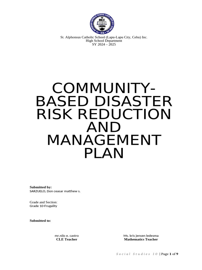 CBDRRM Final of Donny Boi | PDF