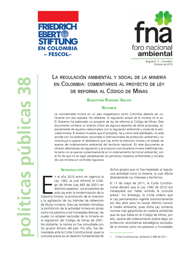 La Regulacion Ambiental y Social de La Minaria | PDF