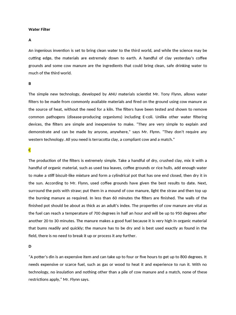 Water Filter | PDF
