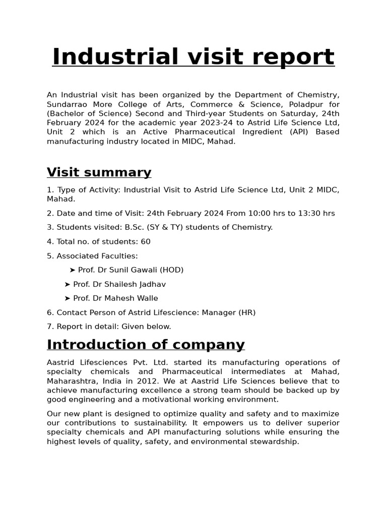 Industrial Visit Report | PDF | Waste