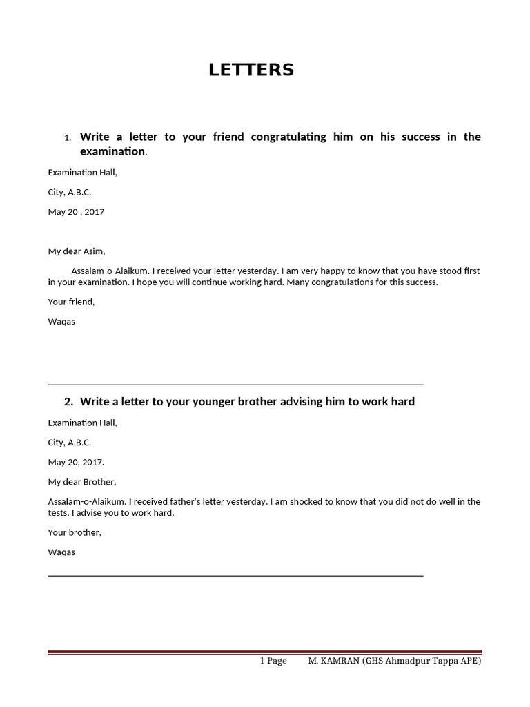 Letter For 5 Class | PDF