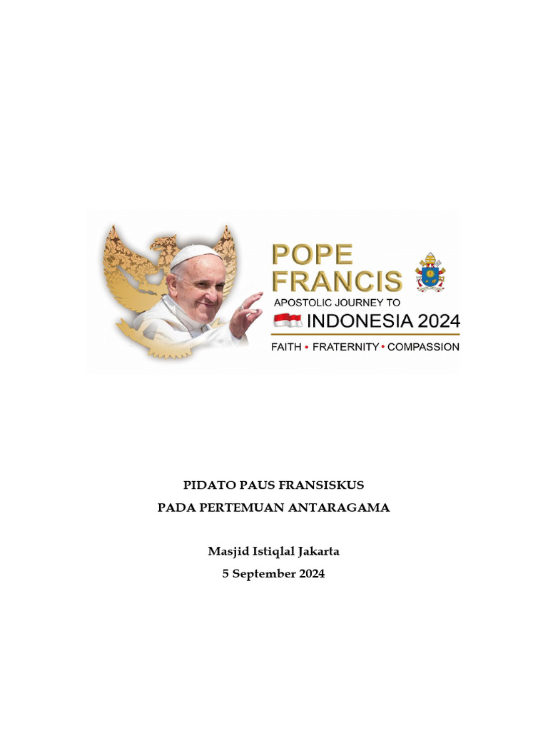 Pidato Paus Fransiskus Di Masjid Istiqlal Jakarta 050924 | PDF