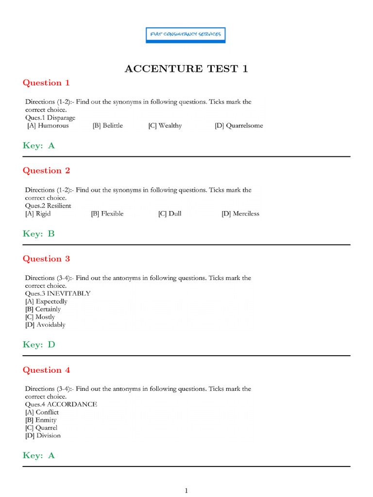 Accenture Test Answers Key | PDF | Art