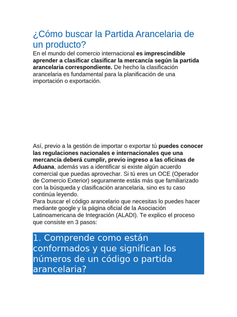 Cómo Buscar La Partida Arancelaria de Un Producto | PDF