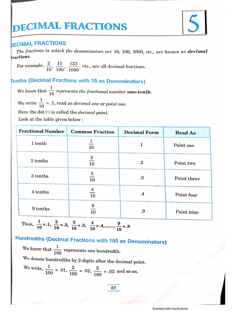Chapter 5. Decimal Fraction | PDF