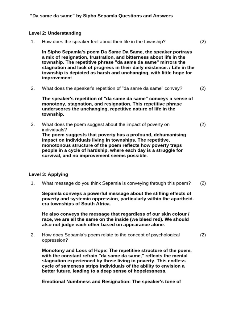 Da Same Da Same Educator's Copy - 084956 | PDF | Poetry | Language Arts ...