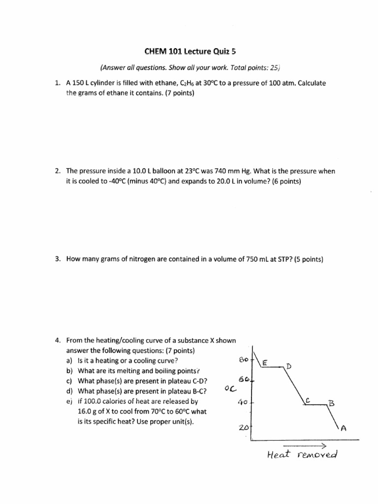 CHEM 101 - Lecture Quiz 5 - Gas Law | PDF