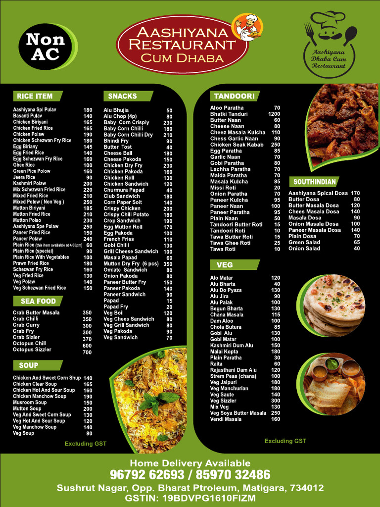 Ashiyana Three Fold Menu1 | PDF