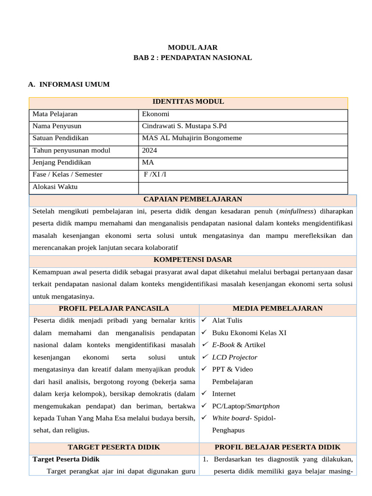 Modul Ajar KD 11 2 Pendapatan Nasional Fase F Kelas Xi - (Ganjil 2024 ...