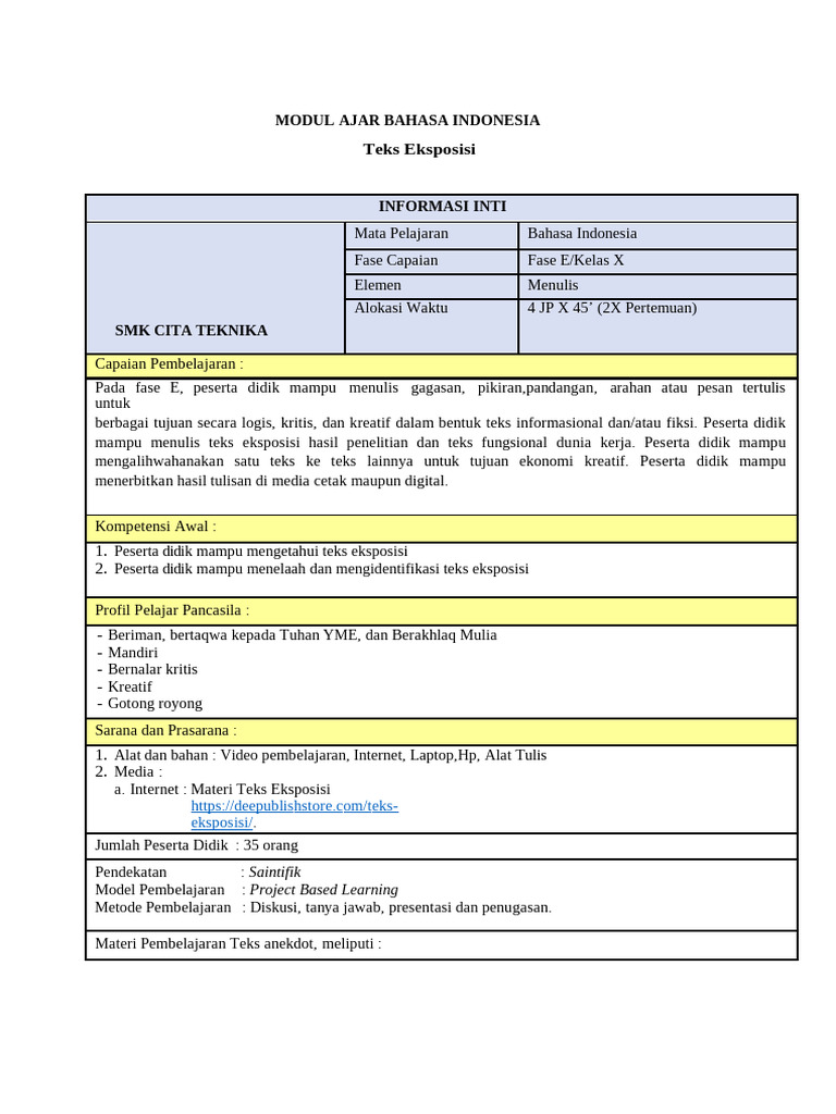 Modul Teks Eksposisi X Kumer | PDF