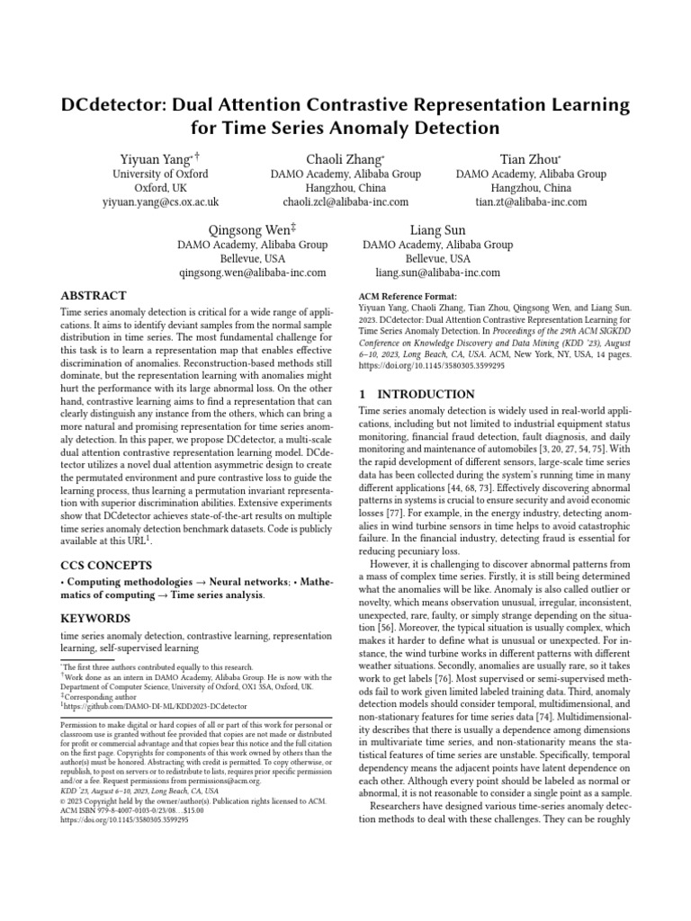 DCdetector Dual Attention Contrastive Representation Learning For Time ... DCdetector Dual Attention Contrastive Representation Learning For Time ...