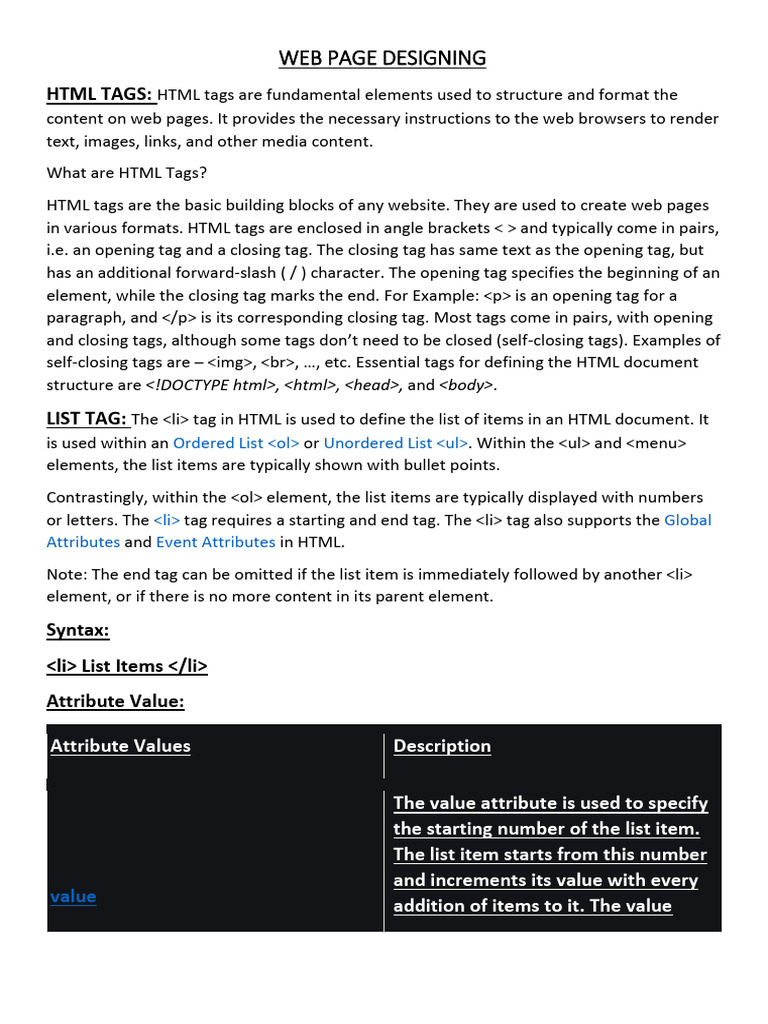 UNIT_1 Web Page Designing | PDF
