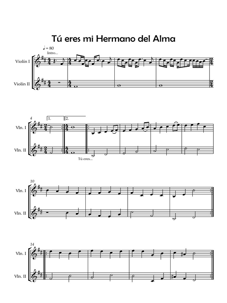 Tu Eres Mi Hermano Del Alma - Partitura Completa | PDF