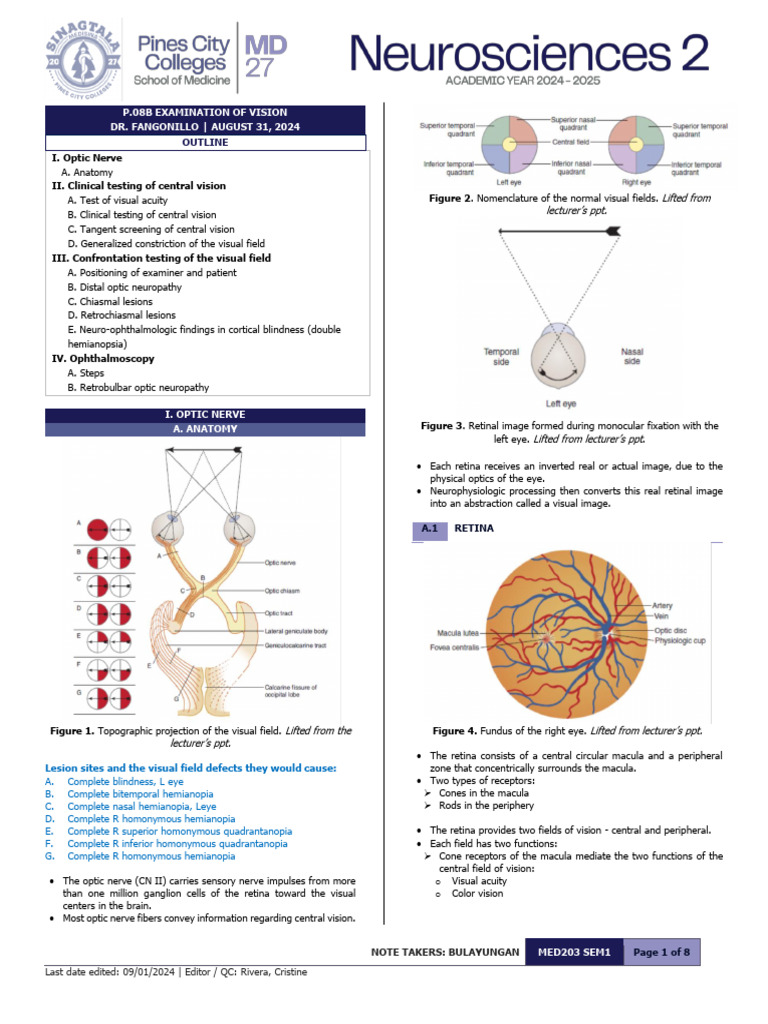 (Neuro) p.08b Examination of Vision (CN II) | PDF